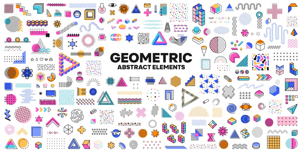 Abstract geometric memphis shapes and elements Vector Image