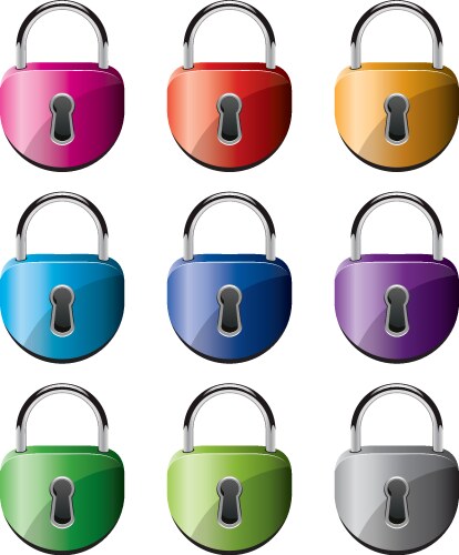 Colorful metal padlocks Royalty Free Vector Image