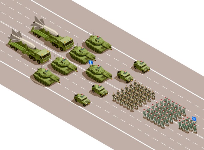 Soldier parade concept banner cartoon style Vector Image