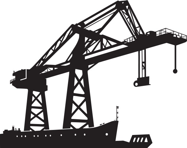 Marine terminal logo port crane design wharfside – Royalty-Free Vector ...