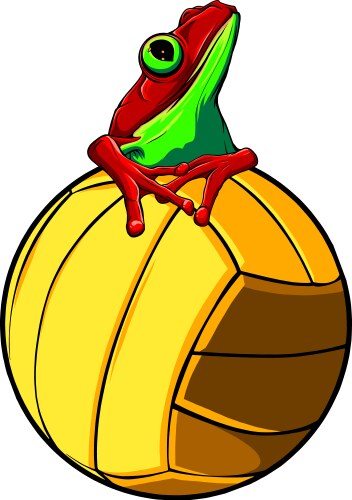 Frog sitting with a soccer ball Royalty Free Vector Image