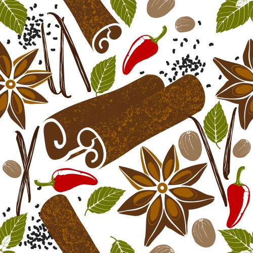 Seamless borders with various herbs and spices Vector Image