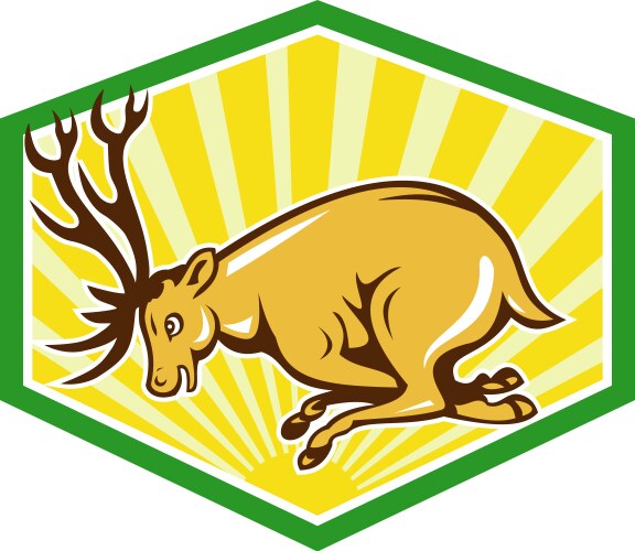 Stag deer looking up jumping cartoon Royalty Free Vector