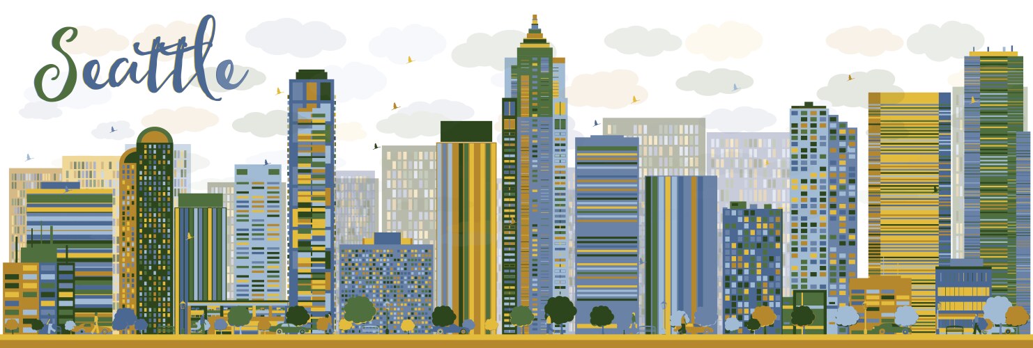 Seattle skyline Royalty Free Vector Image - VectorStock