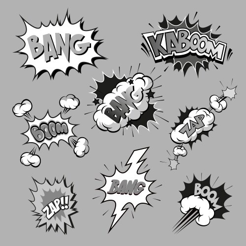 Bomb explosion comic style templates Royalty Free Vector