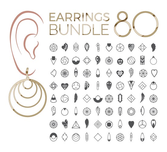 Earring shape template black shadow of earrings Vector Image