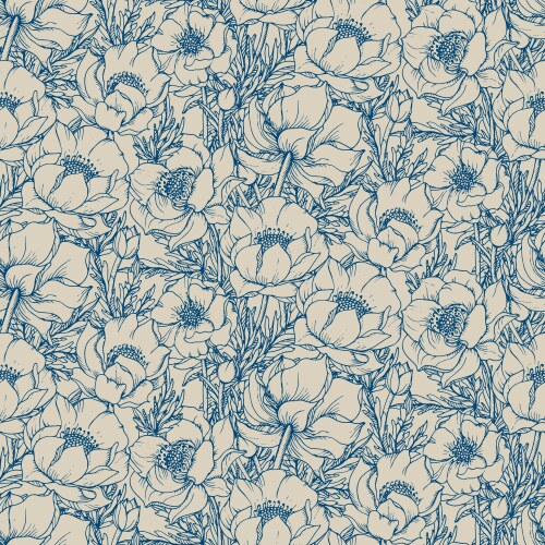 Spring pattern with handdrawn flowers Royalty Free Vector