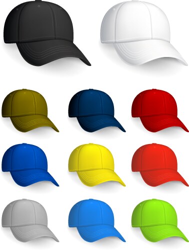 Cartoon Baseball Cap Set Royalty Free Vector Image