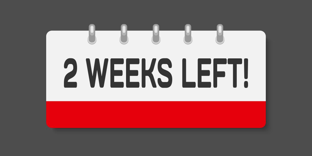 Countdown weekly calendar icon - two weeks left Vector Image
