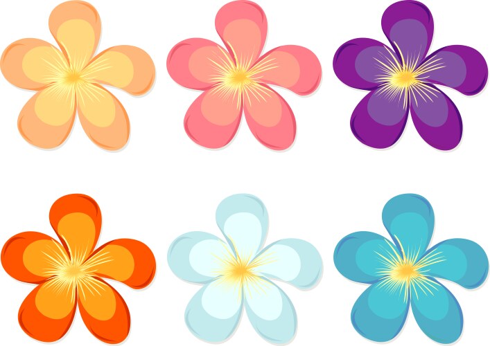 Set of colorful cute cartoon flowers Royalty Free Vector