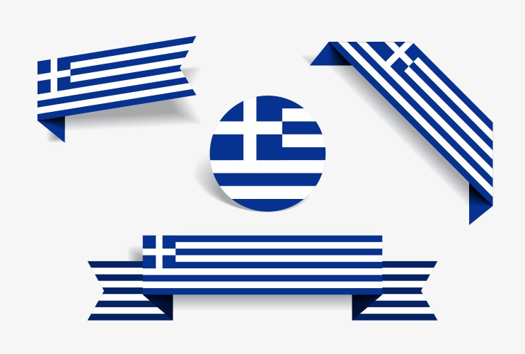 Greece greek round circle country flag banners Vector Image