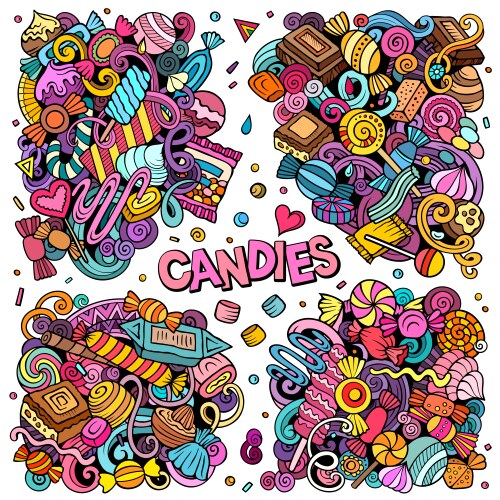 Cartoon cute candy set Royalty Free Vector Image