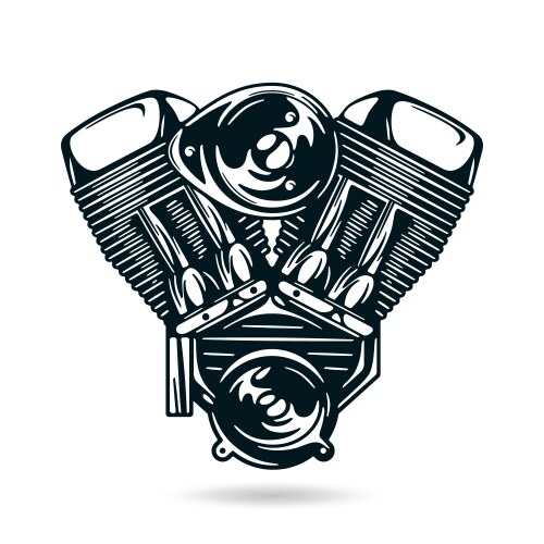 Monochrome engine of motorcycle Royalty Free Vector Image