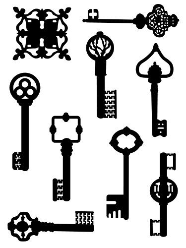 Large set of ornate vintage keys Royalty Free Vector Image