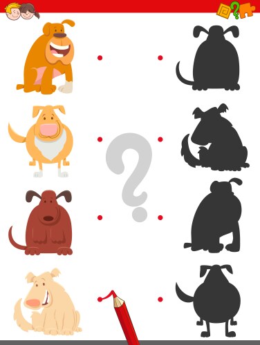 Matching shapes game with cartoon dogs characters Vector Image