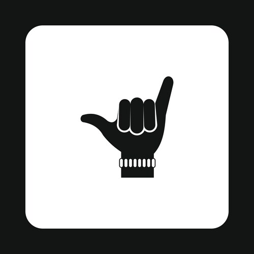 Shaka sign hang loose silhouette Royalty Free Vector Image