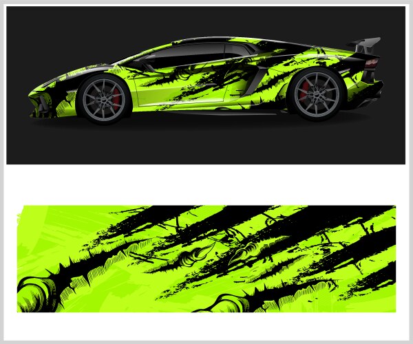 Car livery wrap design with cool Royalty Free Vector Image