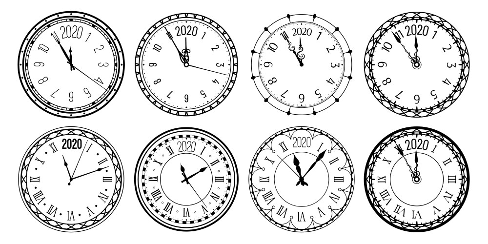 Clock face dial watch circles faces Royalty Free Vector