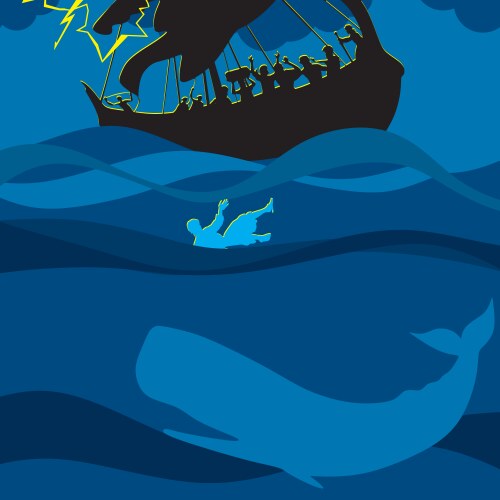 Jonah and the Great Fish Royalty Free Vector Image