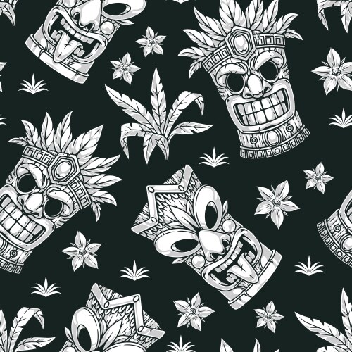 Polynesian tiki colorful seamless pattern Vector Image