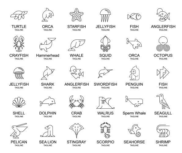 Animals logos collection Royalty Free Vector Image