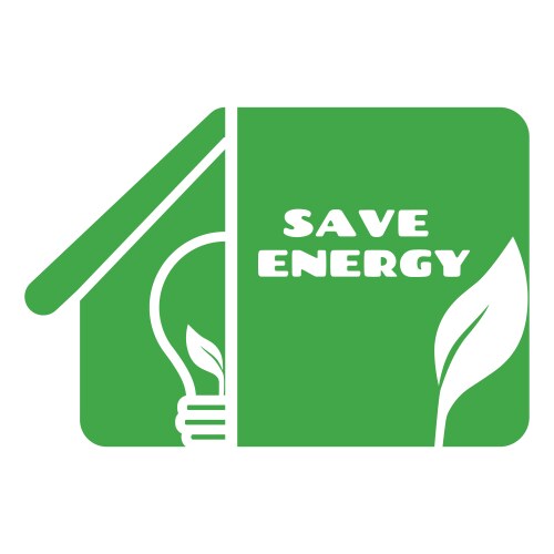 Save energy symbol energy icon with green leaves Vector Image