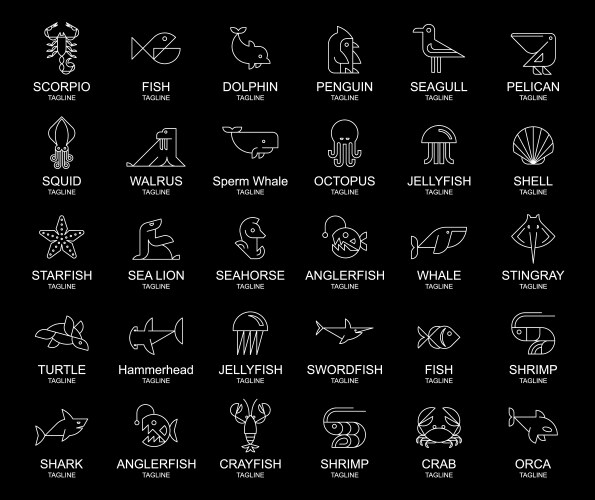 Animals logos collection Royalty Free Vector Image