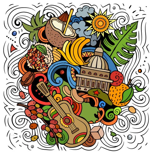 Cuba cartoon doodle funny cuban Royalty Free Vector Image