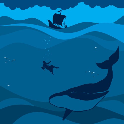 Jonah and the Great Fish Royalty Free Vector Image
