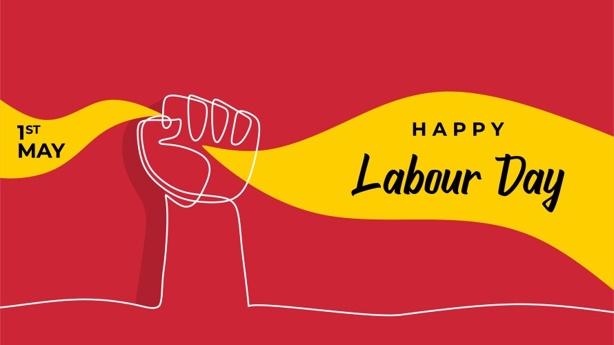 One continuous line drawing of labour day hand Vector Image