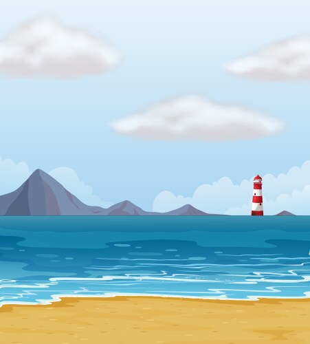 Sand beach simple cartoon style background sea Vector Image