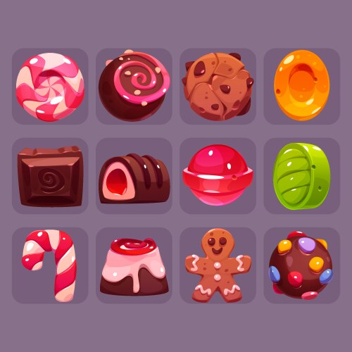 Candy balls set round sweet assets for game Vector Image