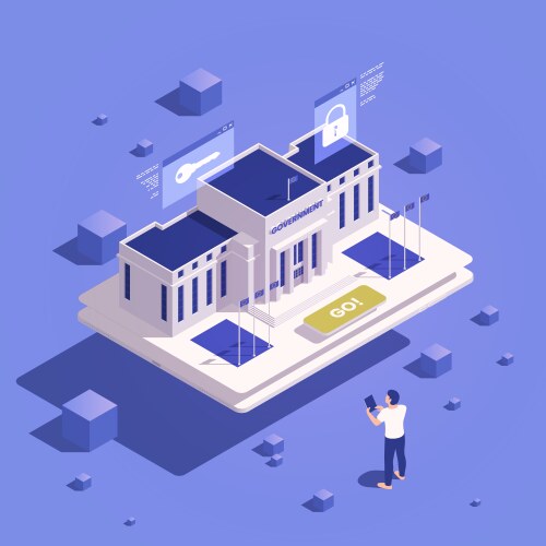 Puppet government isometric concept Royalty Free Vector