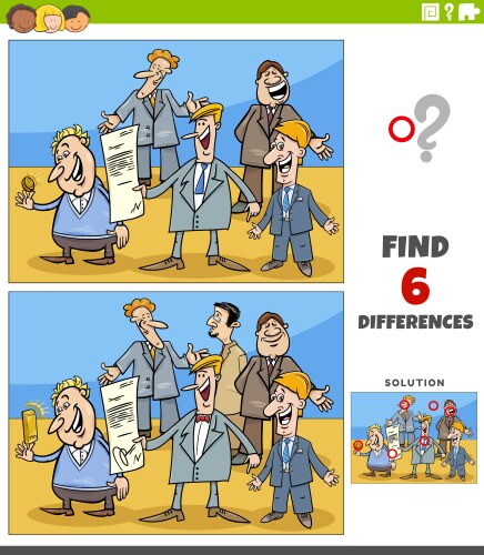 Differences educational task with cartoon people Vector Image