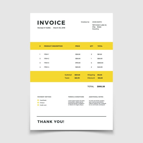 Quotation invoice template paper bill form Vector Image