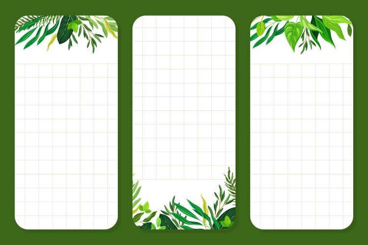 Note card green leaves frame design Royalty Free Vector