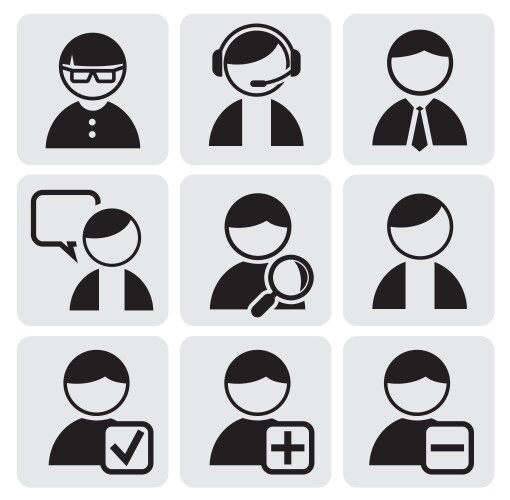 Talking and speaking people icons set Royalty Free Vector