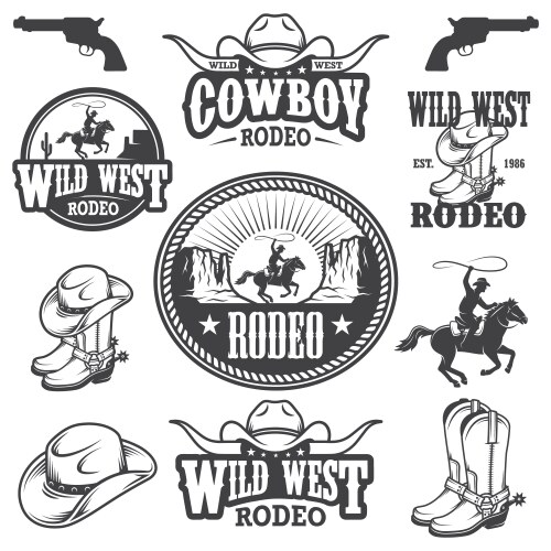 Set of vintage cowboy emblems Royalty Free Vector Image