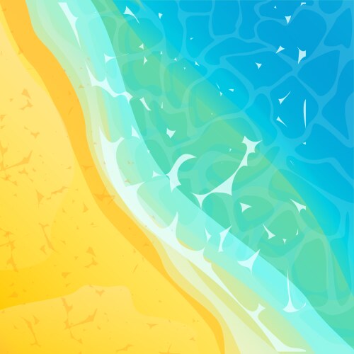 Sea cost with ocean wave and shells on sand Vector Image