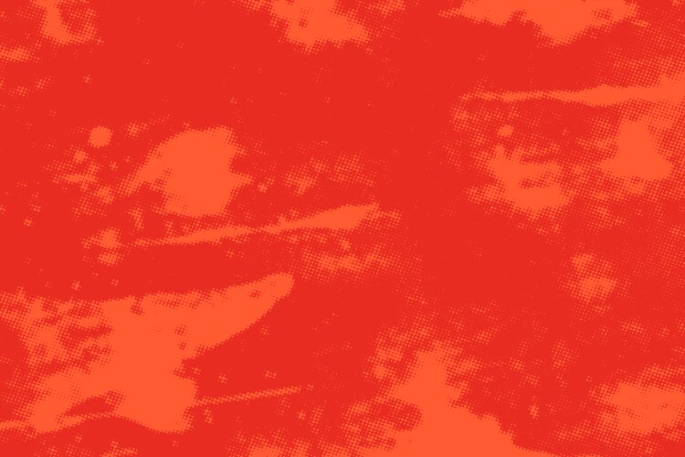 Red cartoon city background with different houses Vector Image