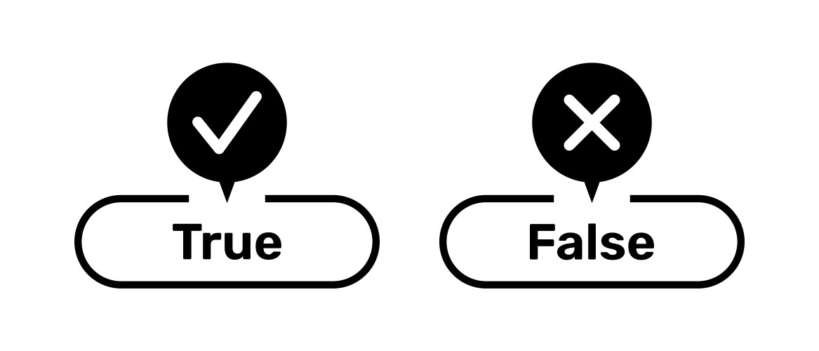 Right and wrong symbols with true false button Vector Image