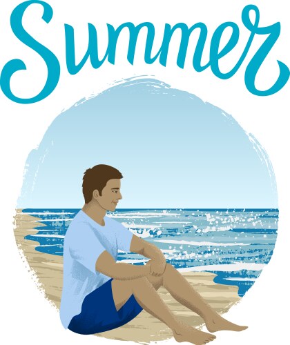 Man Sitting on a Beach Vector Images (over 1,300)
