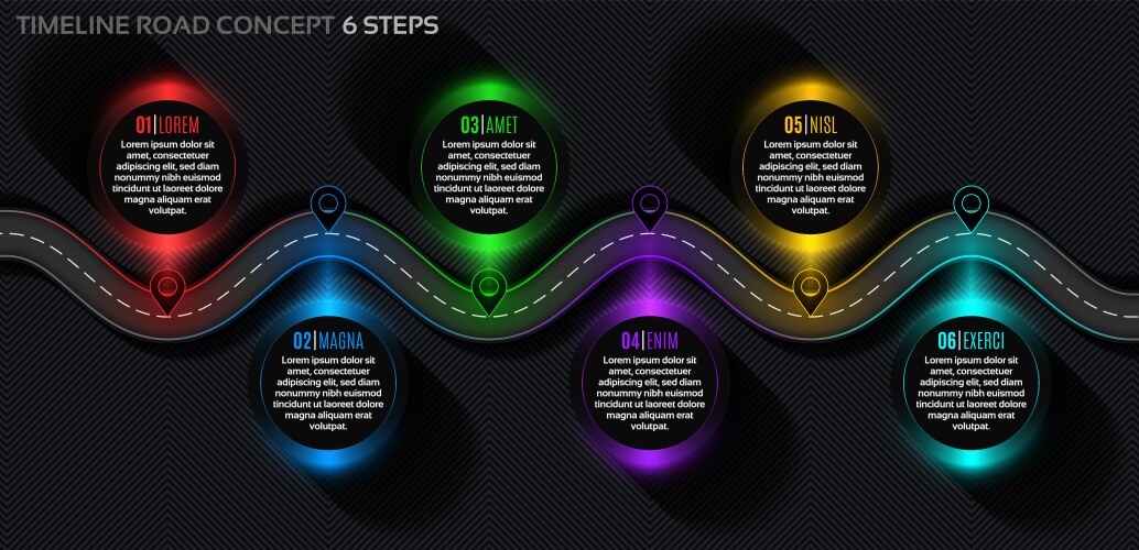 Timeline infographic 6 steps concept Royalty Free Vector