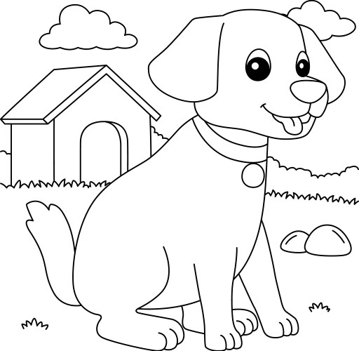 Cartoon angry dog coloring page Royalty Free Vector Image