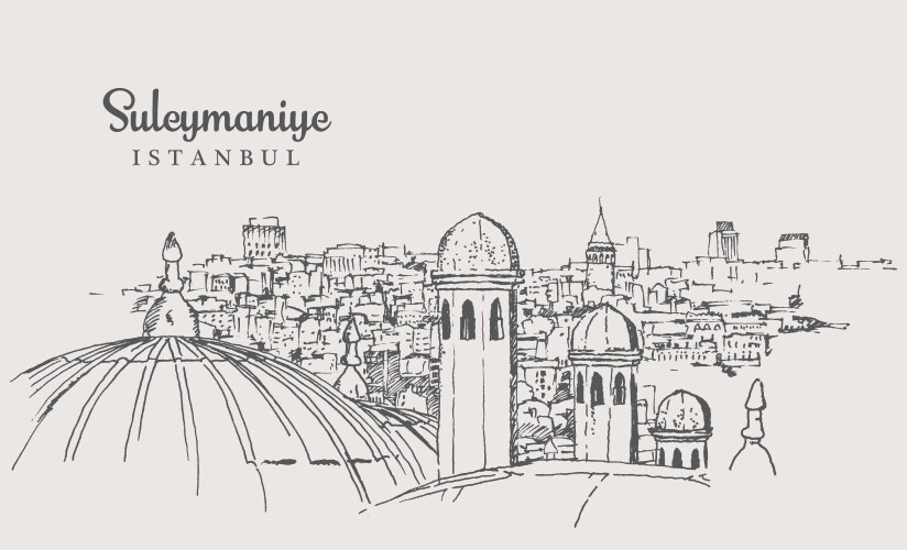 Drawing sketch galata tower istanbul Royalty Free Vector