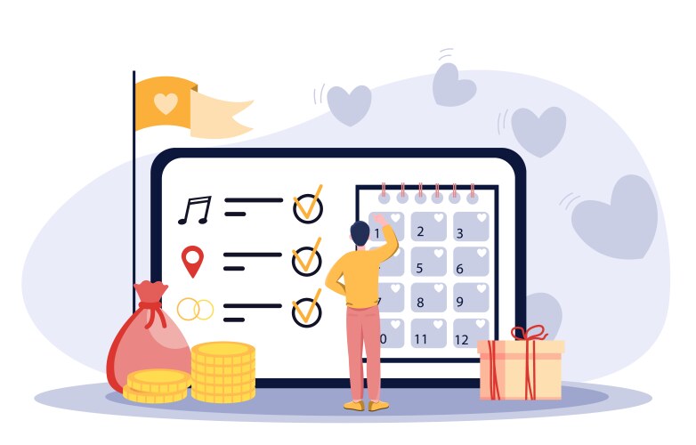 Woman planning tasks with checklist and calendar Vector Image