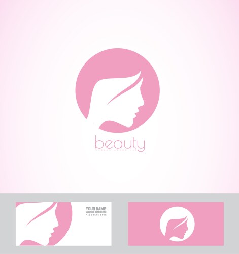 Beautiful womans face with long hair logo design Vector Image
