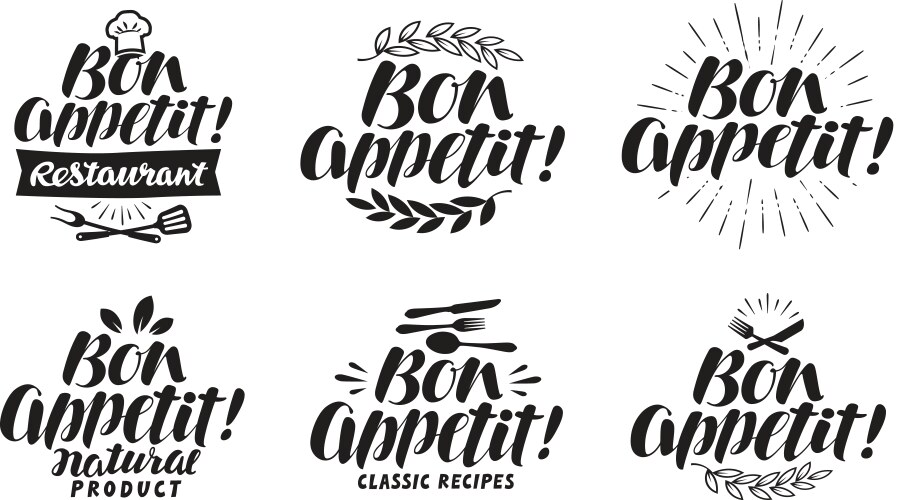 Bon appetit logo label for design menu restaurant Vector Image