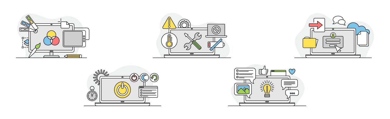 Computer as web network electronic device Vector Image