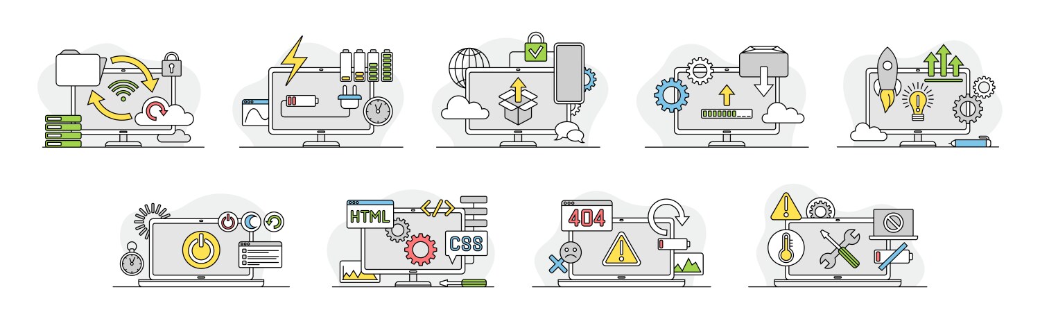 Computer as web network electronic device Vector Image